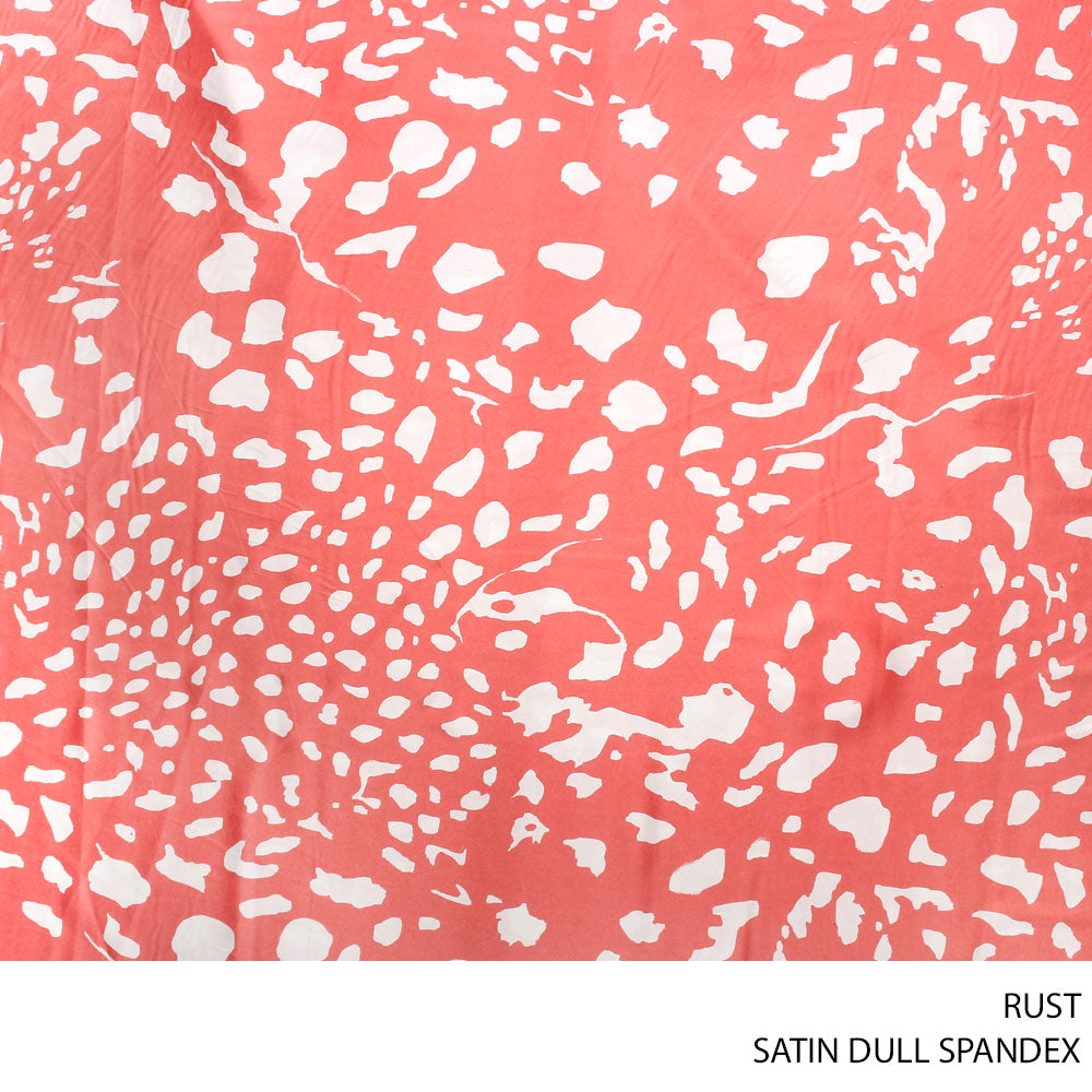 SATIN DULL SPANDEX SPOTS FABRIC 150CM RUST ROLL ROLL 001 – Habby And Lace