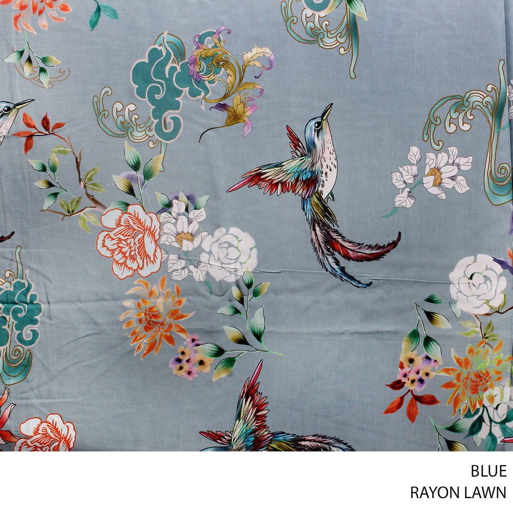RAYON LAWN FABRIC BLUE ROLL ROLL 002 – Habby And Lace