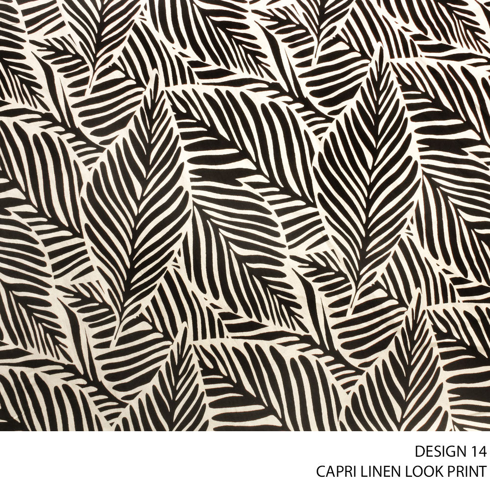 CAPRI LINEN LOOK PRINT FABRIC 150CM BLACK ROLL ROLL 001 – Habby And Lace