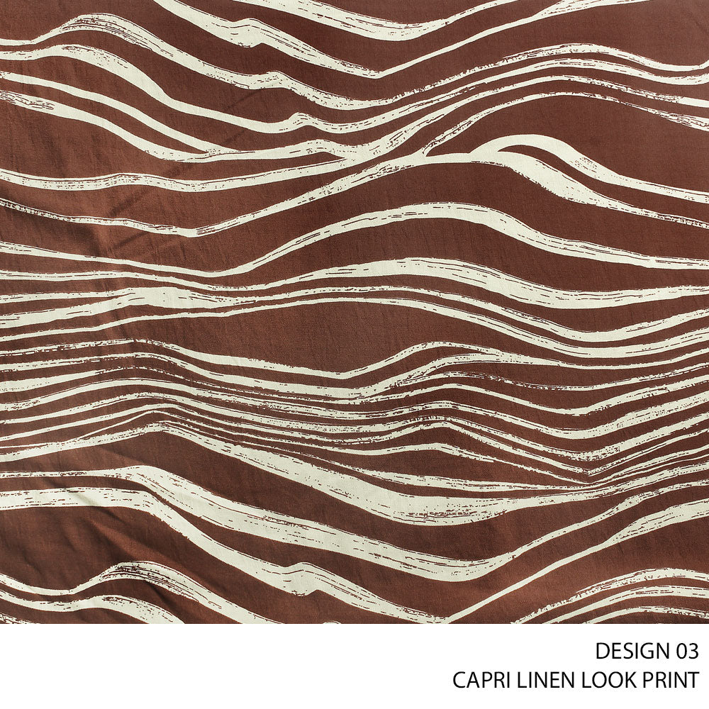 CAPRI LINEN LOOK PRINT FABRIC 150CM BROWN ROLL ROLL 001 – Habby And Lace