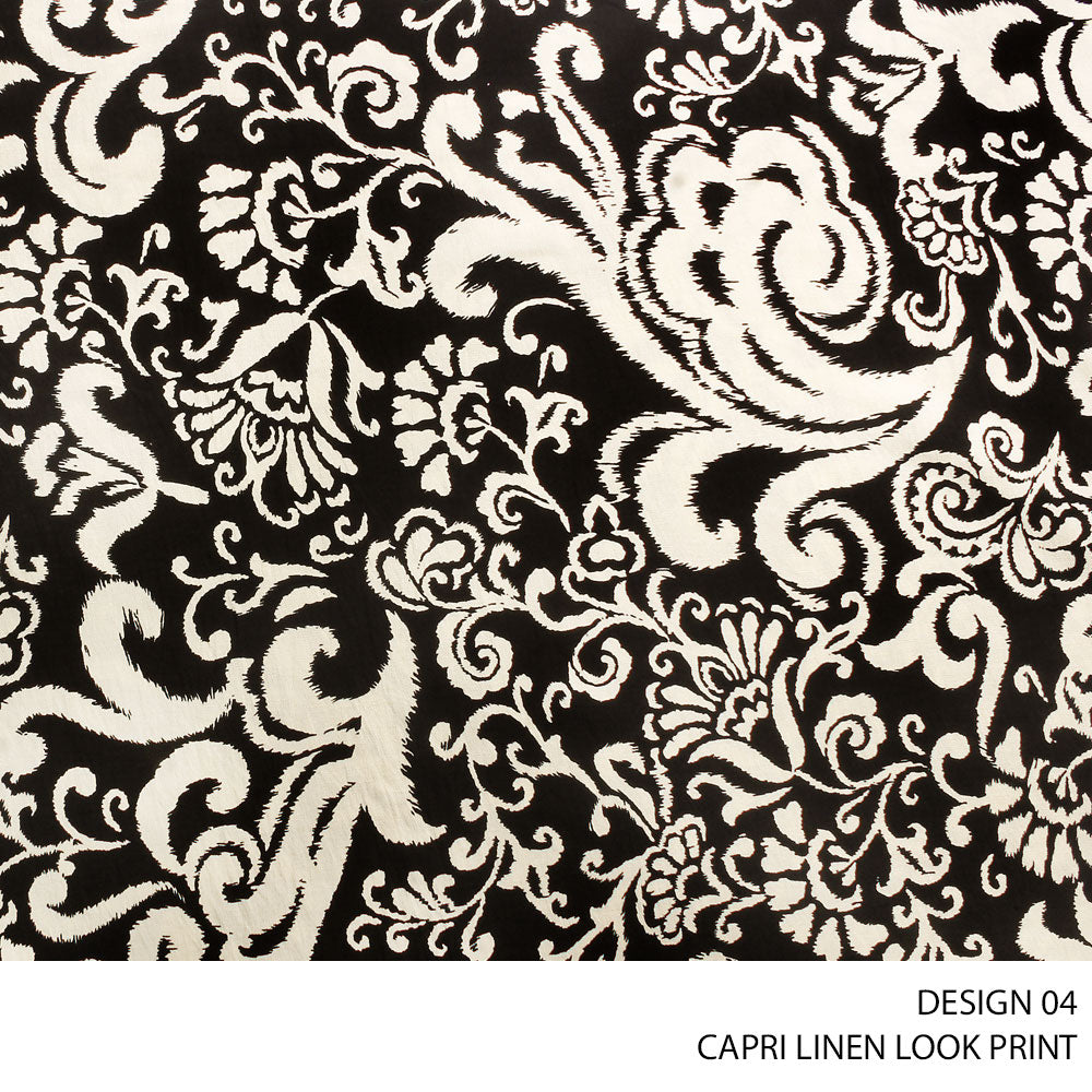 CAPRI LINEN LOOK PRINT FABRIC 150CM BLK/WHT ROLL ROLL 001 – Habby And Lace