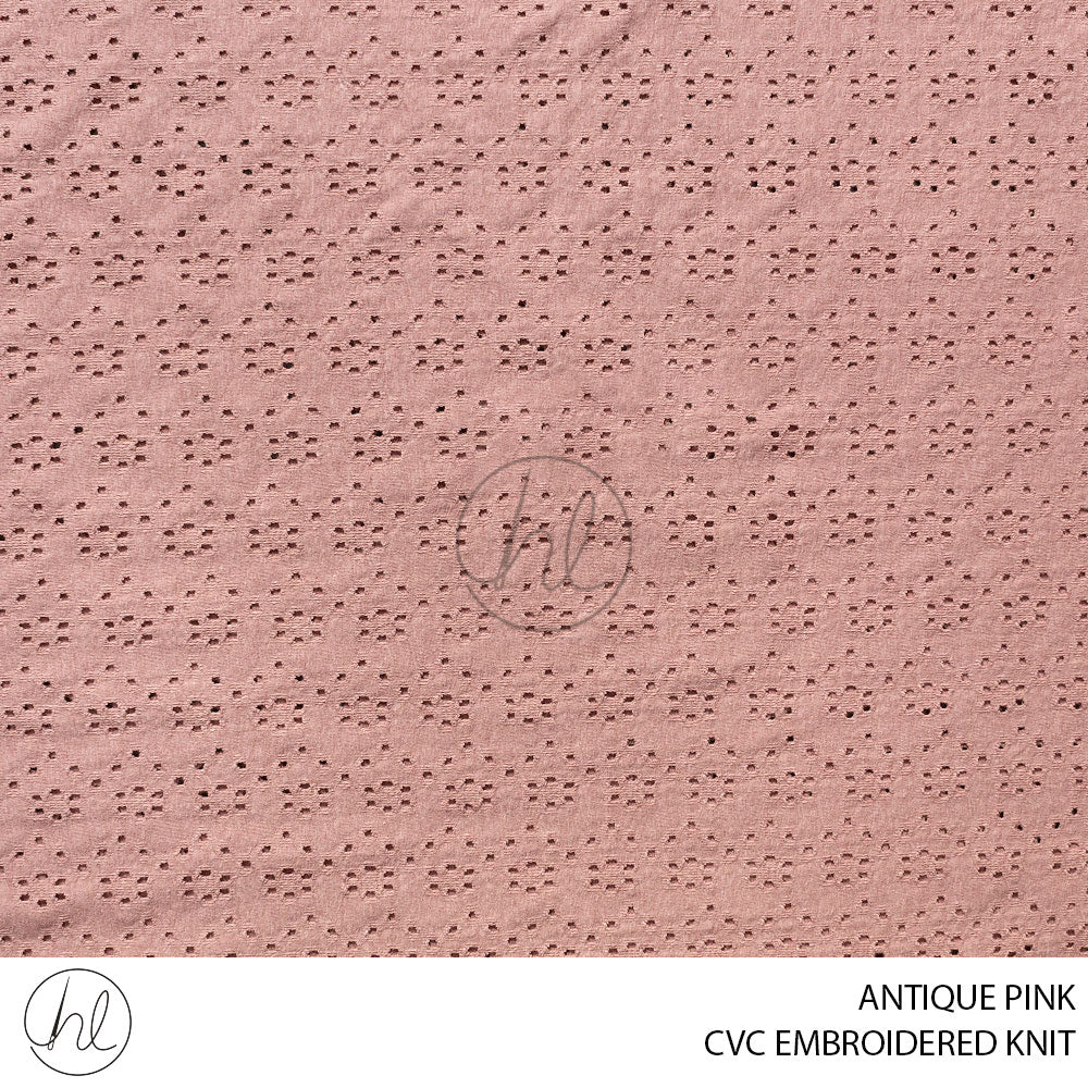 CVC EMBROIDERED KNIT (51) ANTIQUE PINK (150CM) PER M – Habby And Lace