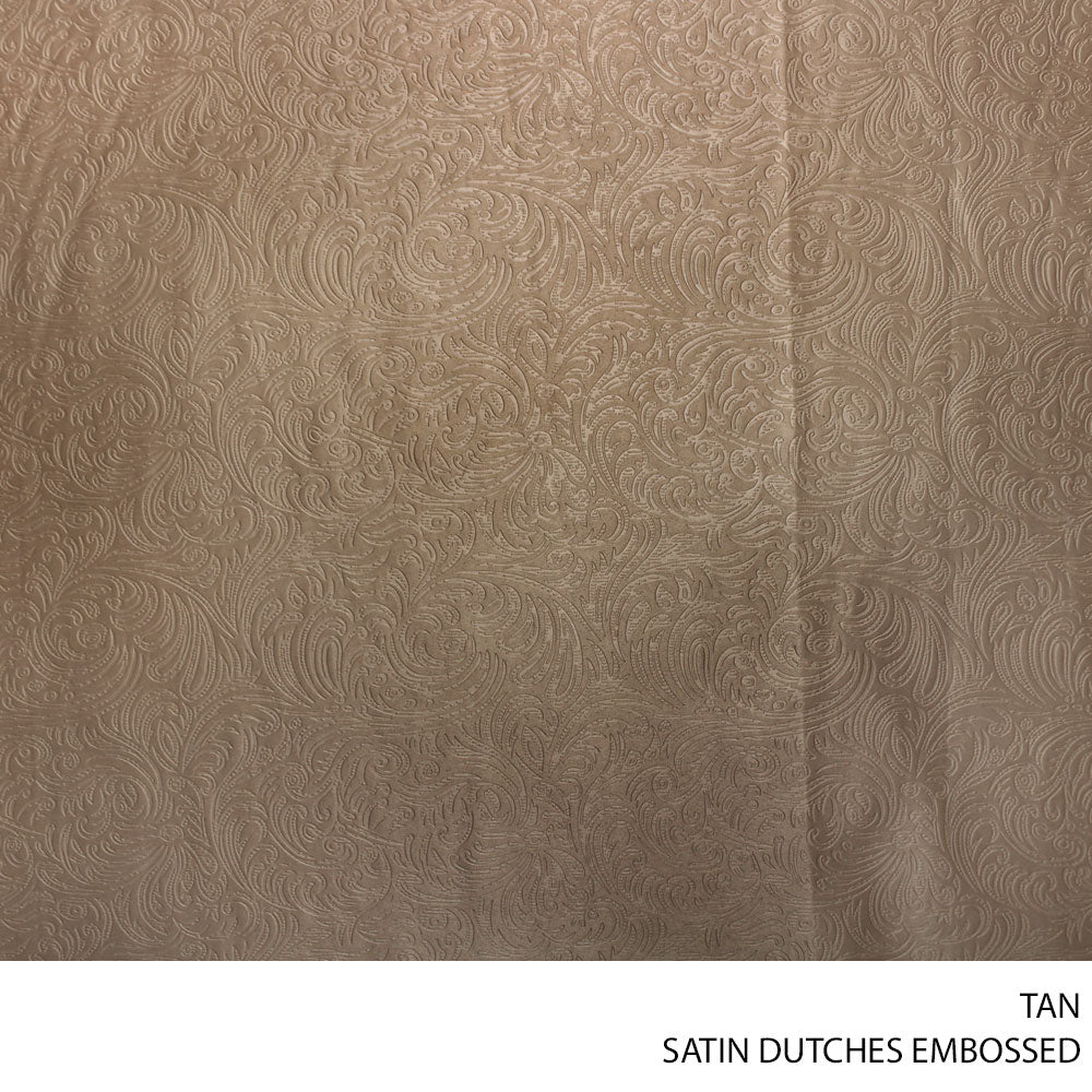 SATIN DUTCHESS EMBOSSED FABRIC 150CM TAN ROLL ROLL 001 – Habby And Lace