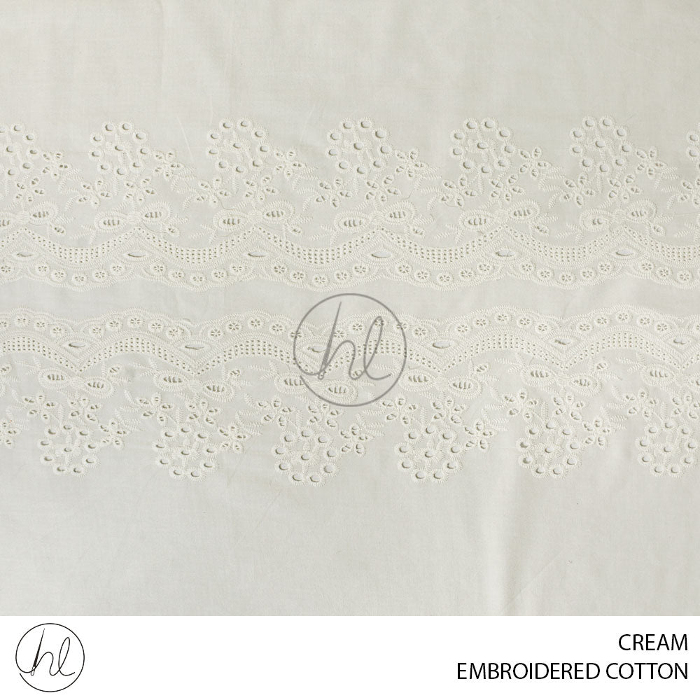 Embroidered Cotton 51 Cream Design 07 140cm Per M – Habby And Lace