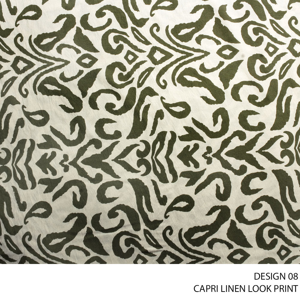 CAPRI LINEN LOOK PRINT FABRIC 150CM OLIVE ROLL ROLL 001 – Habby And Lace