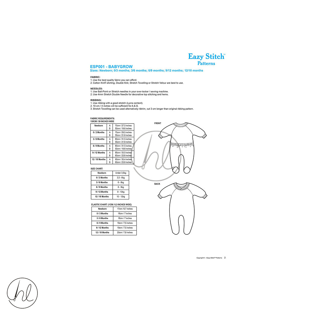 Eazy Stitch Patterns - 0-18MTHS P001 – Habby And Lace