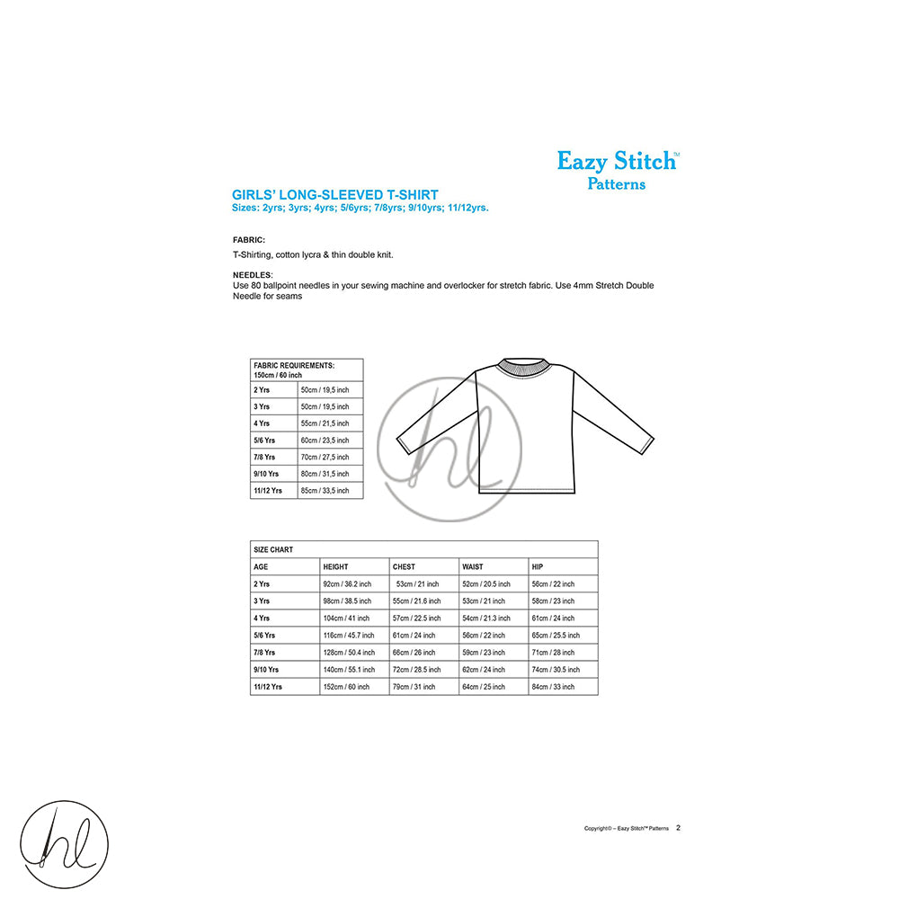 Eazy Stitch Patterns - Gilrs' Pinafore Dress & Long Sleeved T-Shirt P0 ...
