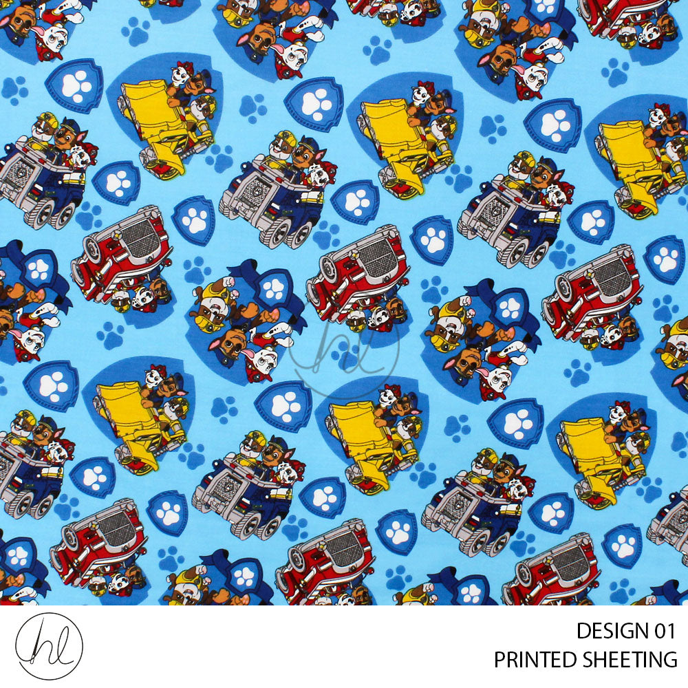 PRINTED SHEETING PAW PATROL DESIGN 01 BLUE 240CM PER M – Habby And Lace