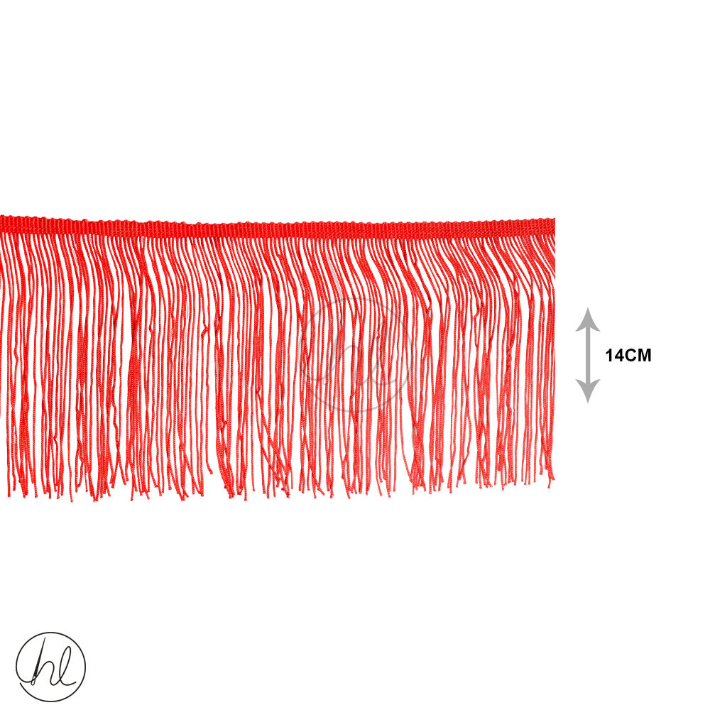 FRINGE RED 14CM PER M – Habby And Lace