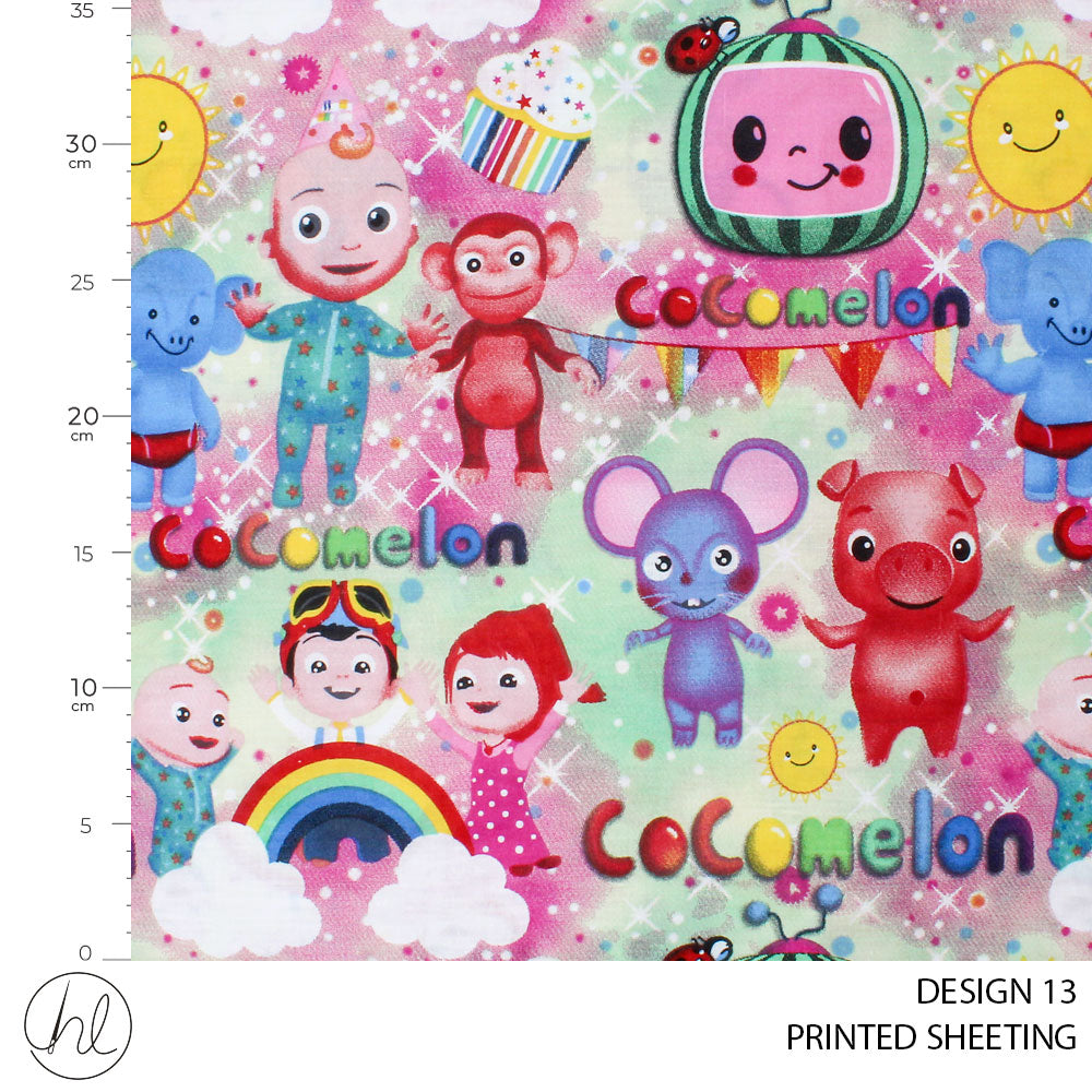 PRINTED SHEETING COCO MELON DESIGN 13 PINK/GREEN 240CM PER M – Habby ...